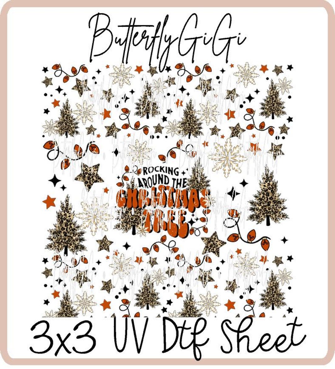3x3 Rockin Around Xmas Tree UV DTF SHEET I Badge Reel Supply - Etsy