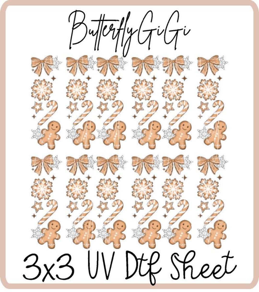 3x3 Gingerbread UV DTF SHEET I Badge Reel Supply - Etsy