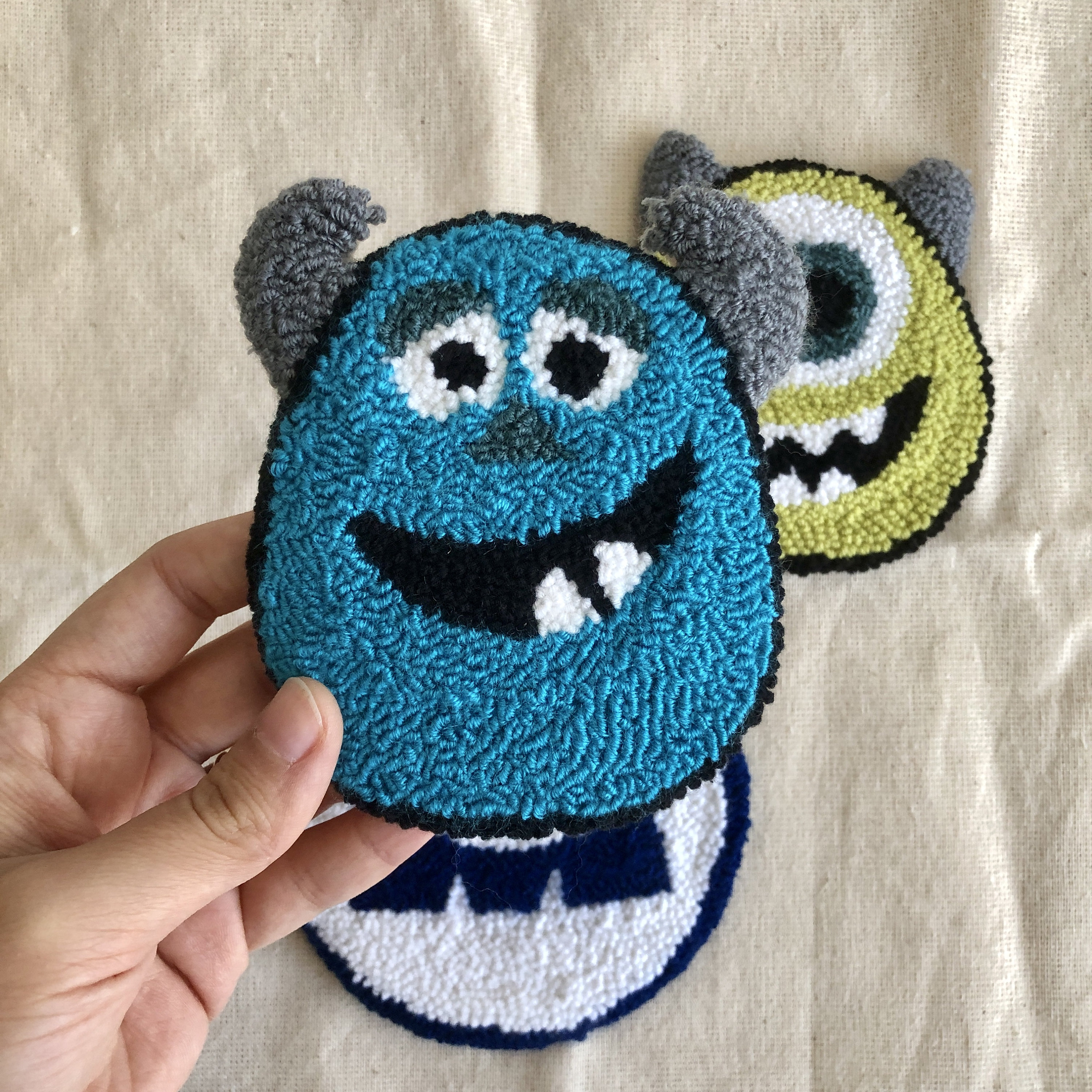 Monsters Inc. Characters Punch Needle Coasters Handcrafted - Etsy