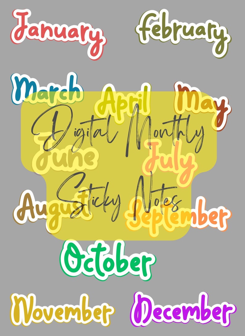 12 Months Names Sticker in PNG for Journal Diary Notes Class Printable ...