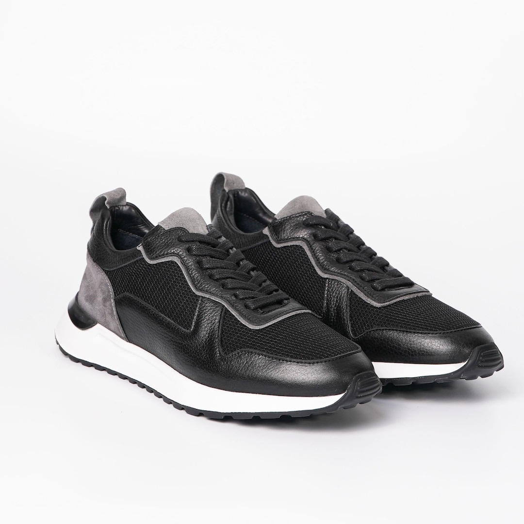 Albus Model Handmade New Black Sneakers Mens White Jogging - Etsy