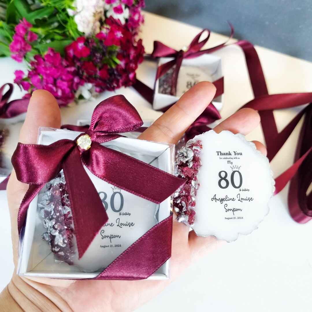 Claret Red Birthday Magnet Favor: Personalized Anniversary Party Decor ...