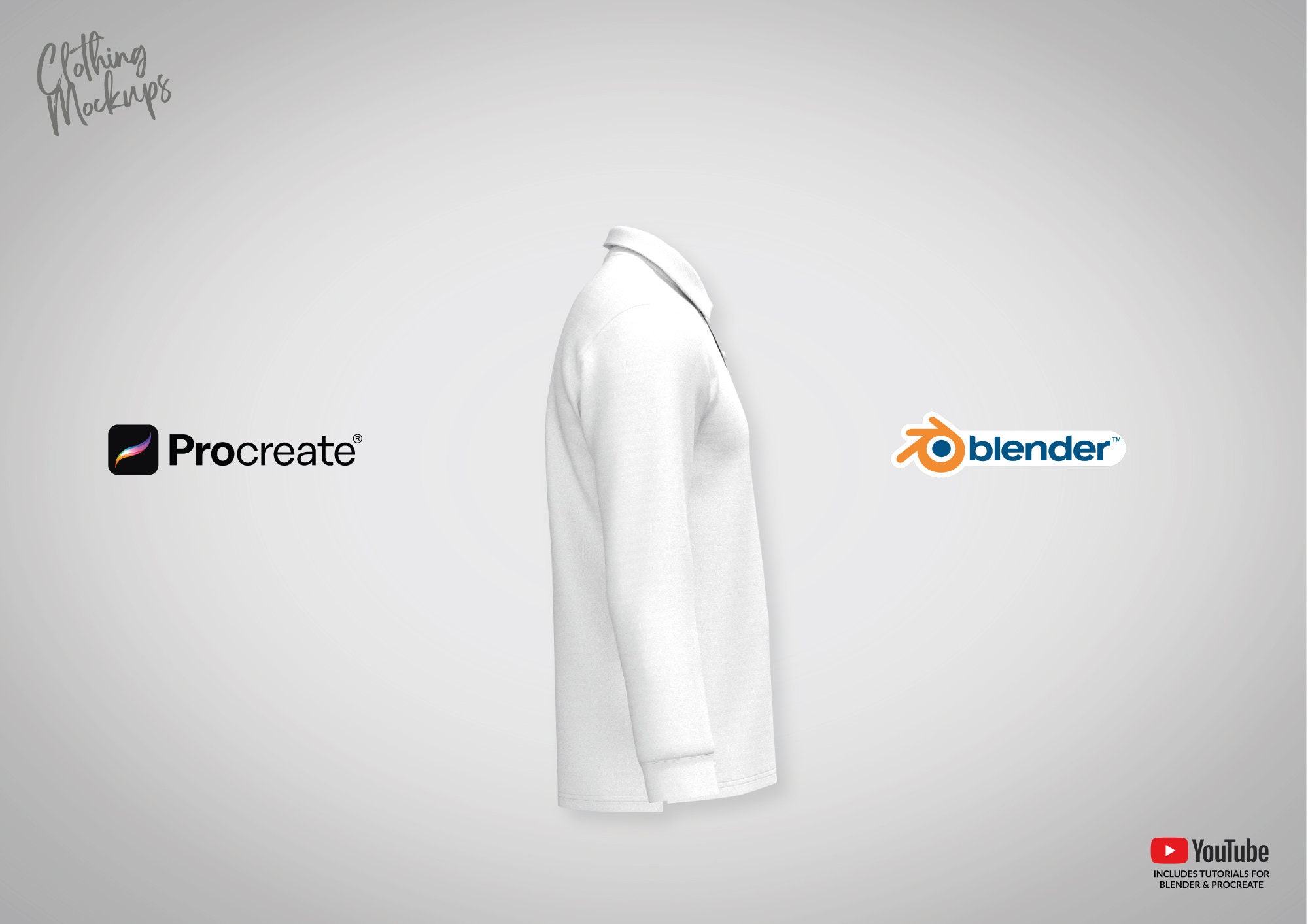 3D Polo Template: Procreate Fashion Design Blender Mockup Long Sleeve ...