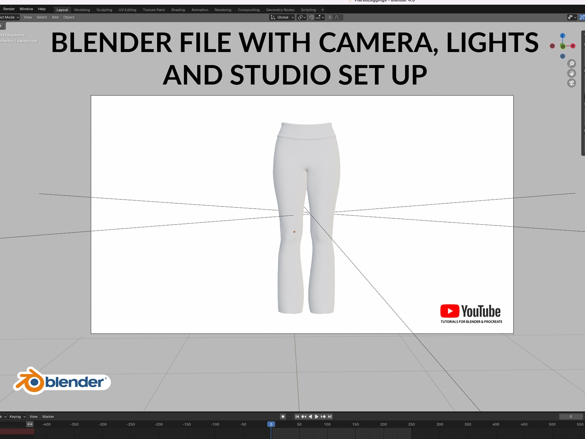 3D Flared Leggings Tights Procreate Blender Canva Photoshop Tutorials ...