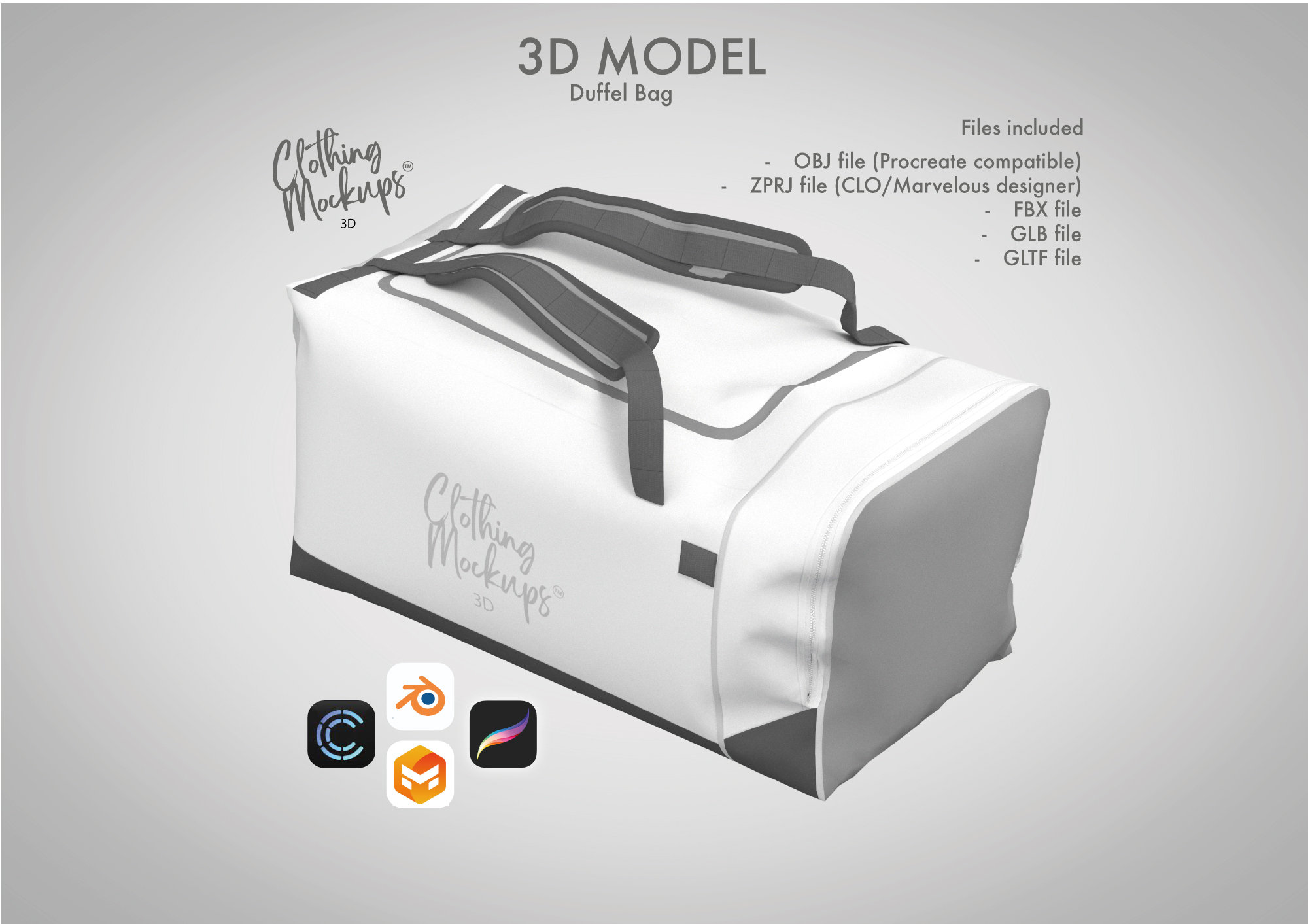 3D Duffel Bag - .obj / .fbx / Procreate / Marvelous Designer / CLO3D - Etsy