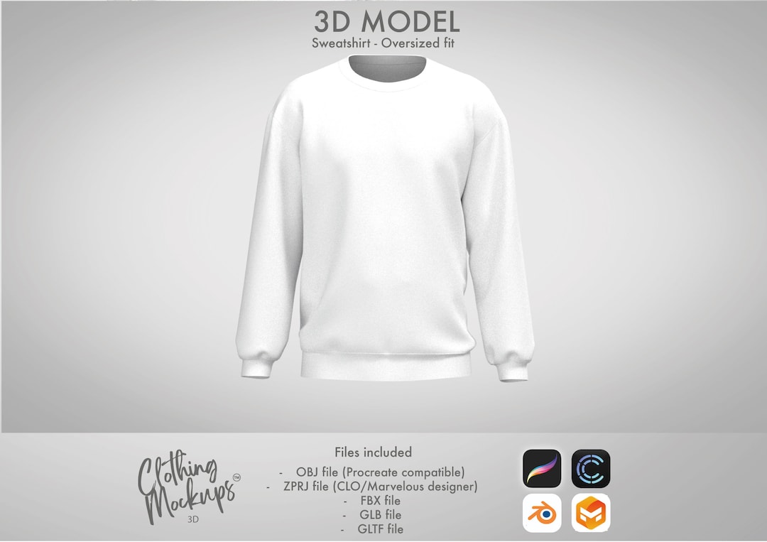 Procreate 3D Object Model, 3D Sweatshirt Model - Etsy