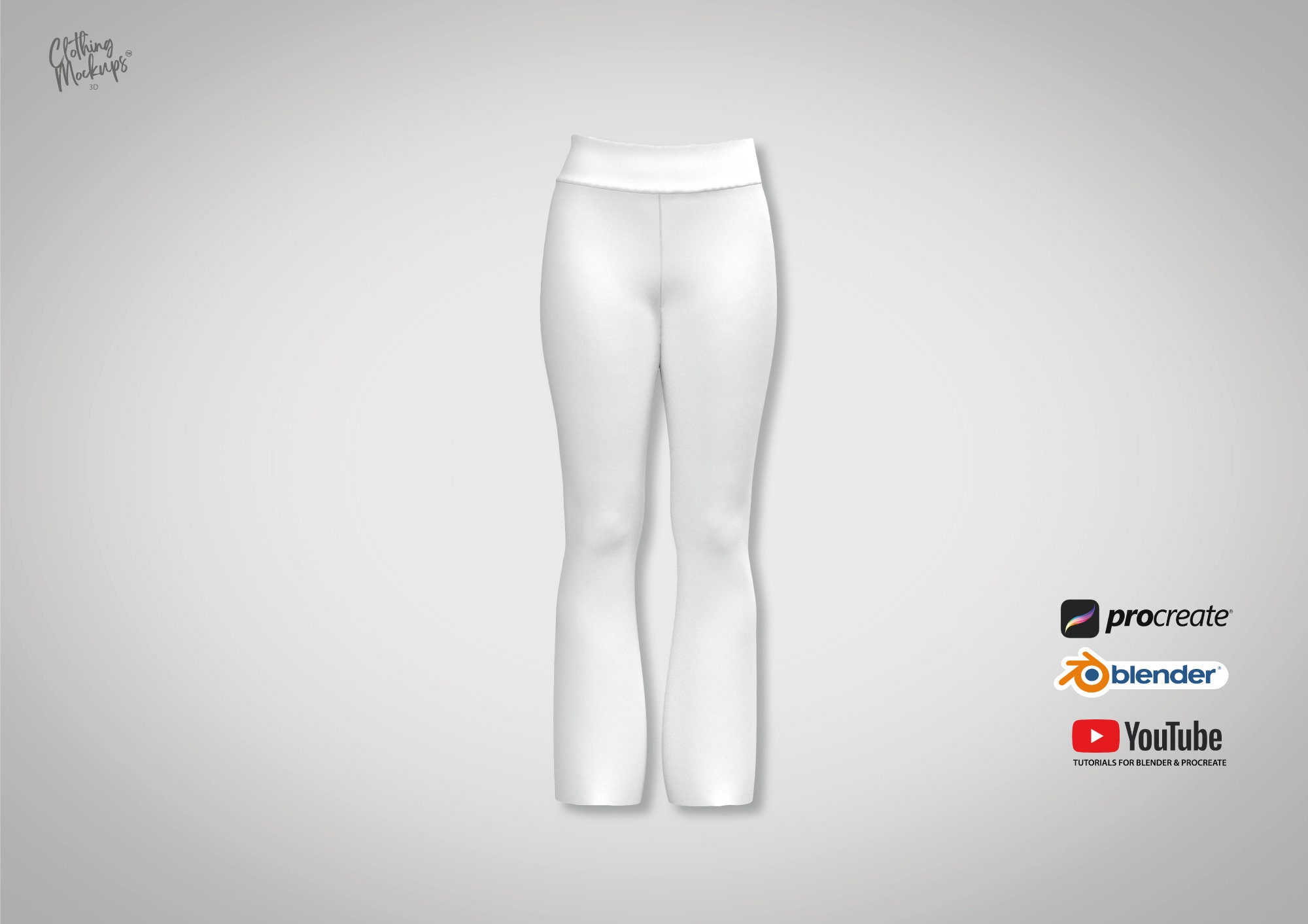 3D Flared Leggings Tights Procreate Blender Canva Photoshop Tutorials ...