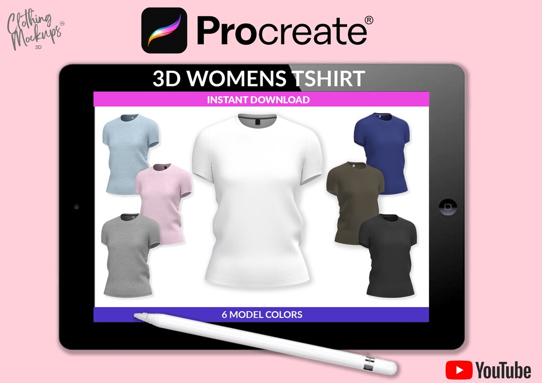 3D Tshirt Procreate Womens Fashion Mockup Apparel Design Womenswear ...