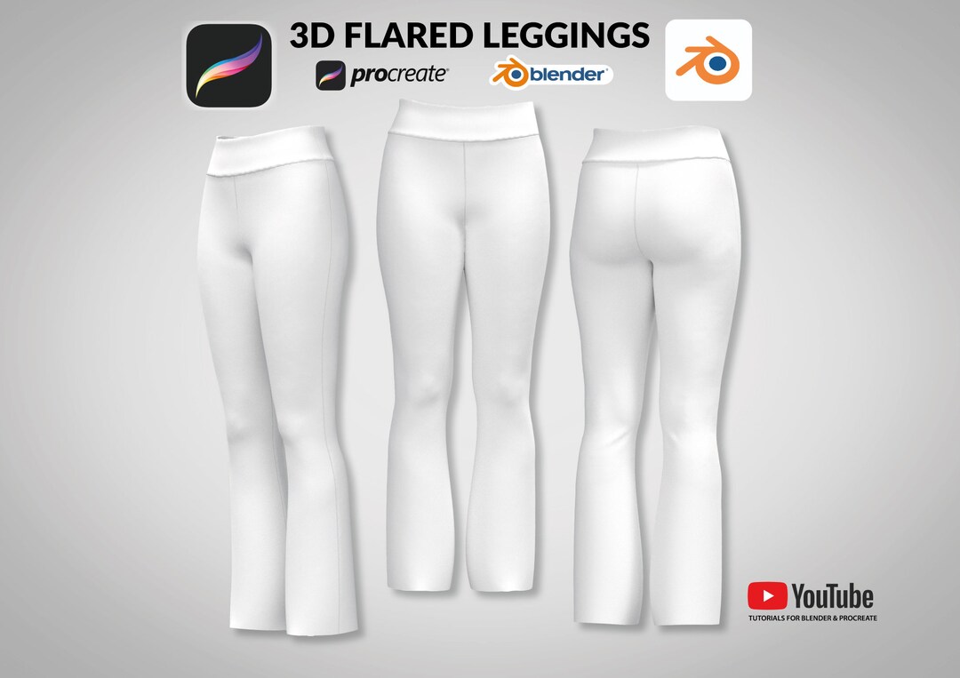 3D Flared Leggings Tights Procreate Blender Canva Photoshop Tutorials ...