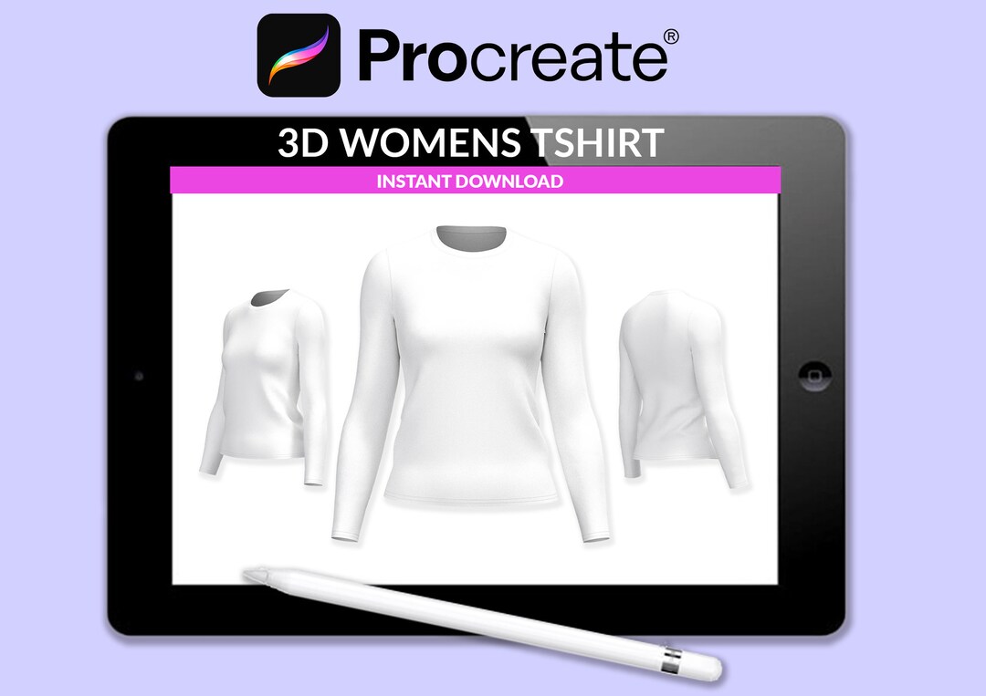 3D Tshirt Procreate Long Sleeve Womens Fashion Mockup Apparel Design ...