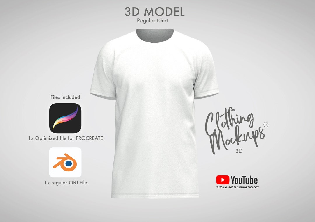 3D T-shirt Blender Procreate Photoshop Mockup Template Build Your Own ...