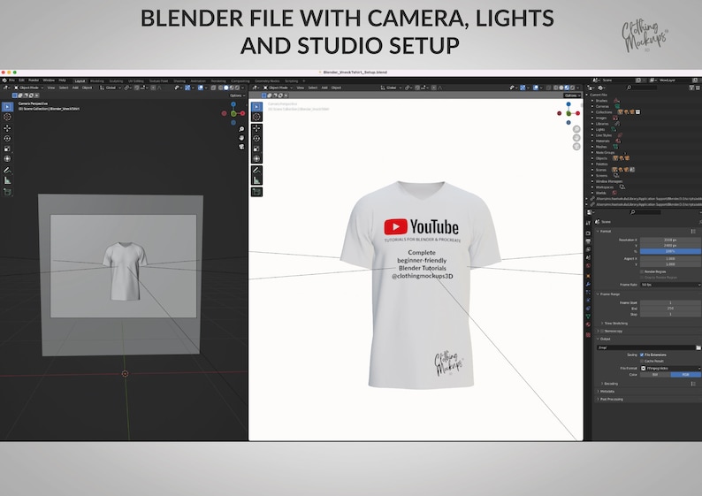 3D V-neck T-shirt - PROCREATE Obj - BLENDER Blend & Obj - Etsy