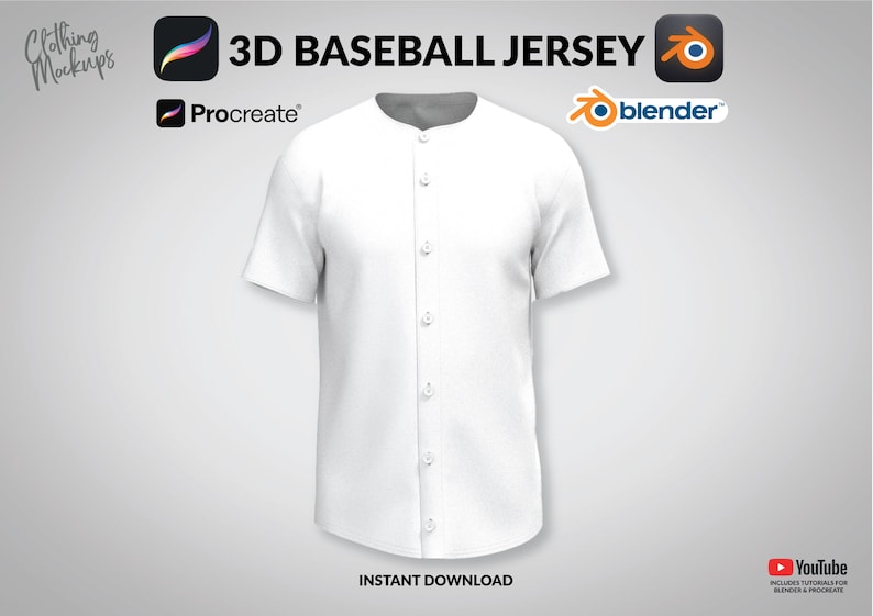 3D Baseball Jersey Mockup: Procreate & Blender File - Etsy