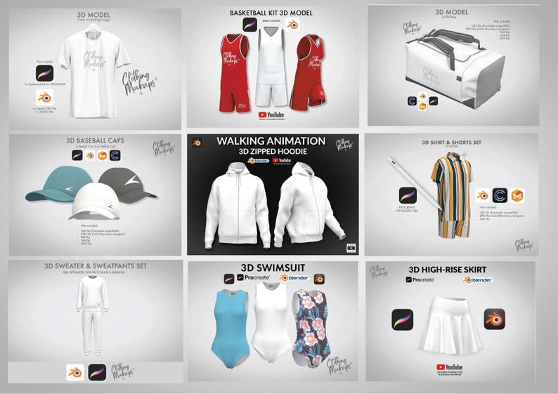 3D Clothing Mockup Full Store Access: Blender, Procreate, Photoshop - Etsy
