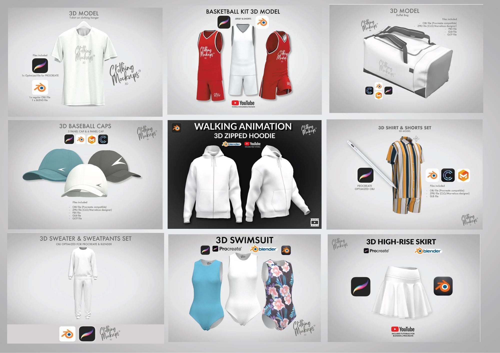 3D Clothing Mockup Full Store Access: Blender, Procreate, Photoshop - Etsy
