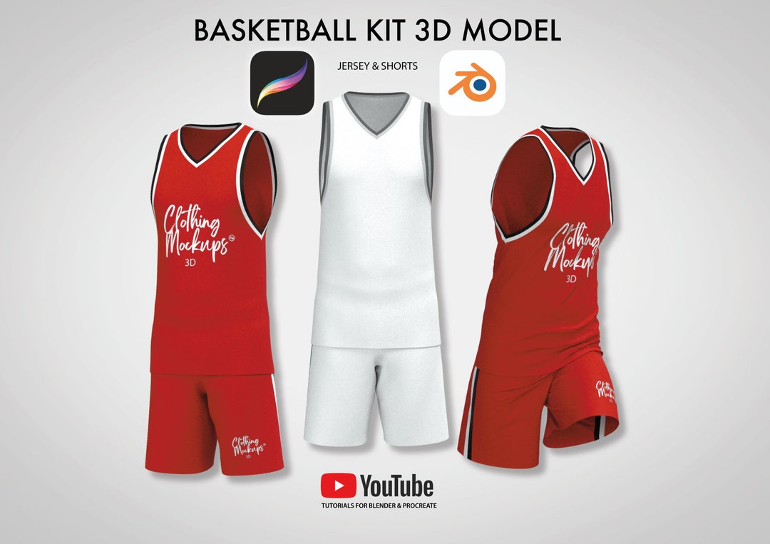 3D Basketball Kit Jersey Shorts Procreate Blender 360 Animation - Etsy