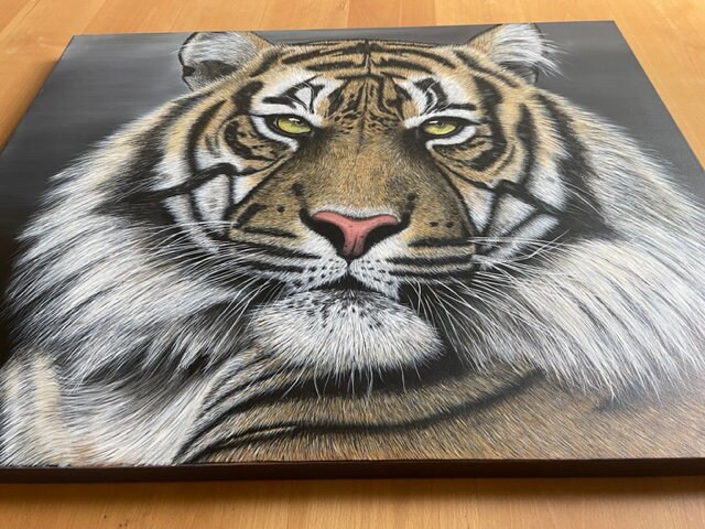 Tiger Acrylic Painting strong and Brave, 100 X 80 Cm, Hyperrealistic ...