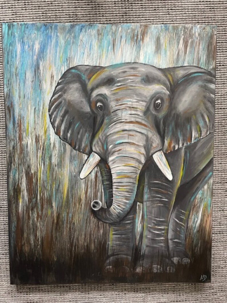 Elephant Acrylic Painting elephant, 80 X 100 Cm, Abstract Original ...