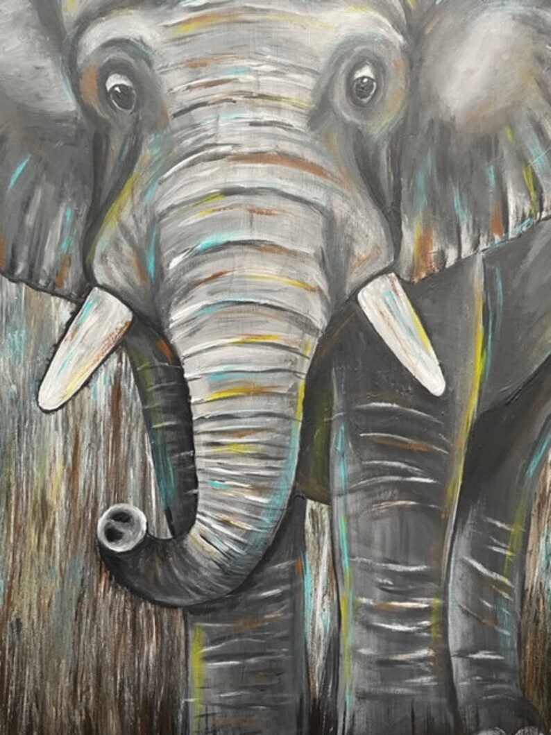 Elephant Acrylic Painting elephant, 80 X 100 Cm, Abstract Original ...