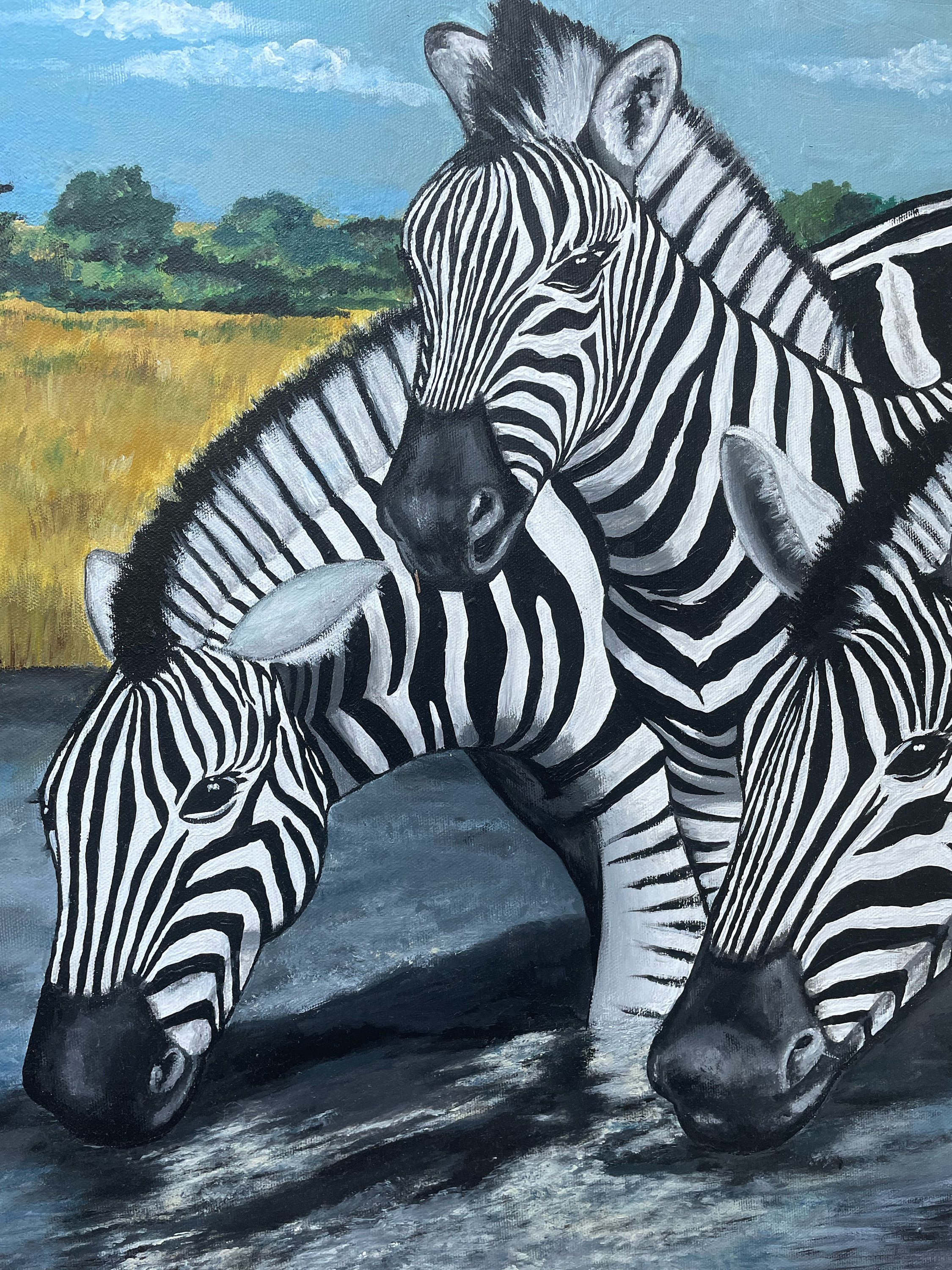 Zebras Acrylic Painting 50 X 50 Cm Original Painting - Etsy