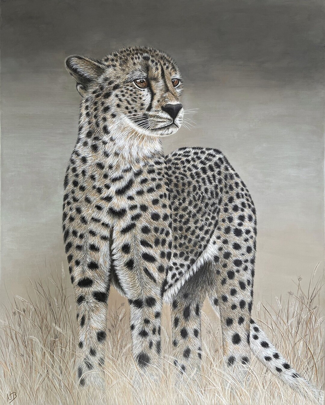 Cheetah Acrylic Painting “golden Hour”, 80 X 100 Cm, Hyperrealistic ...
