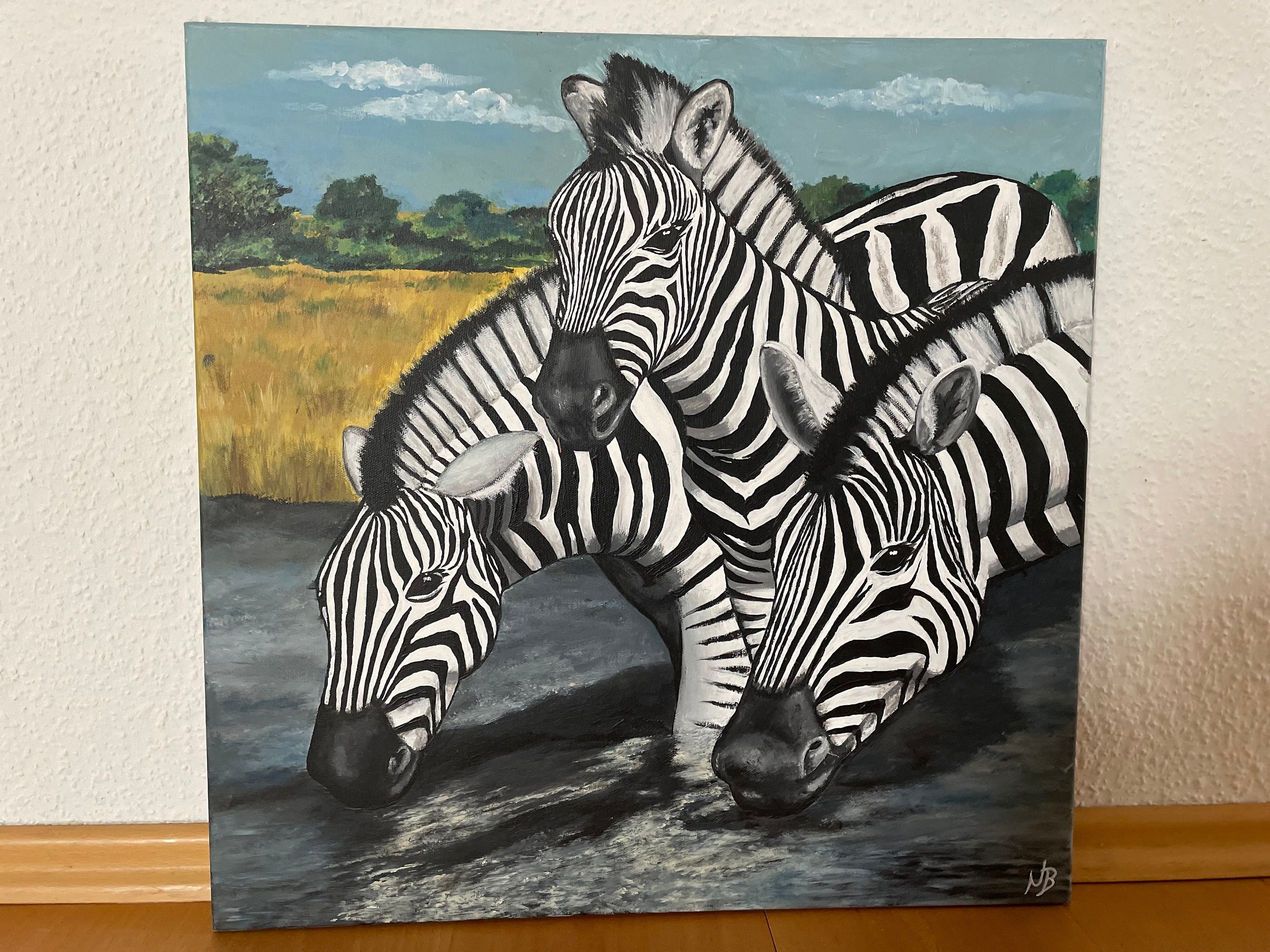 Zebras Acrylic Painting 50 X 50 Cm Original Painting - Etsy