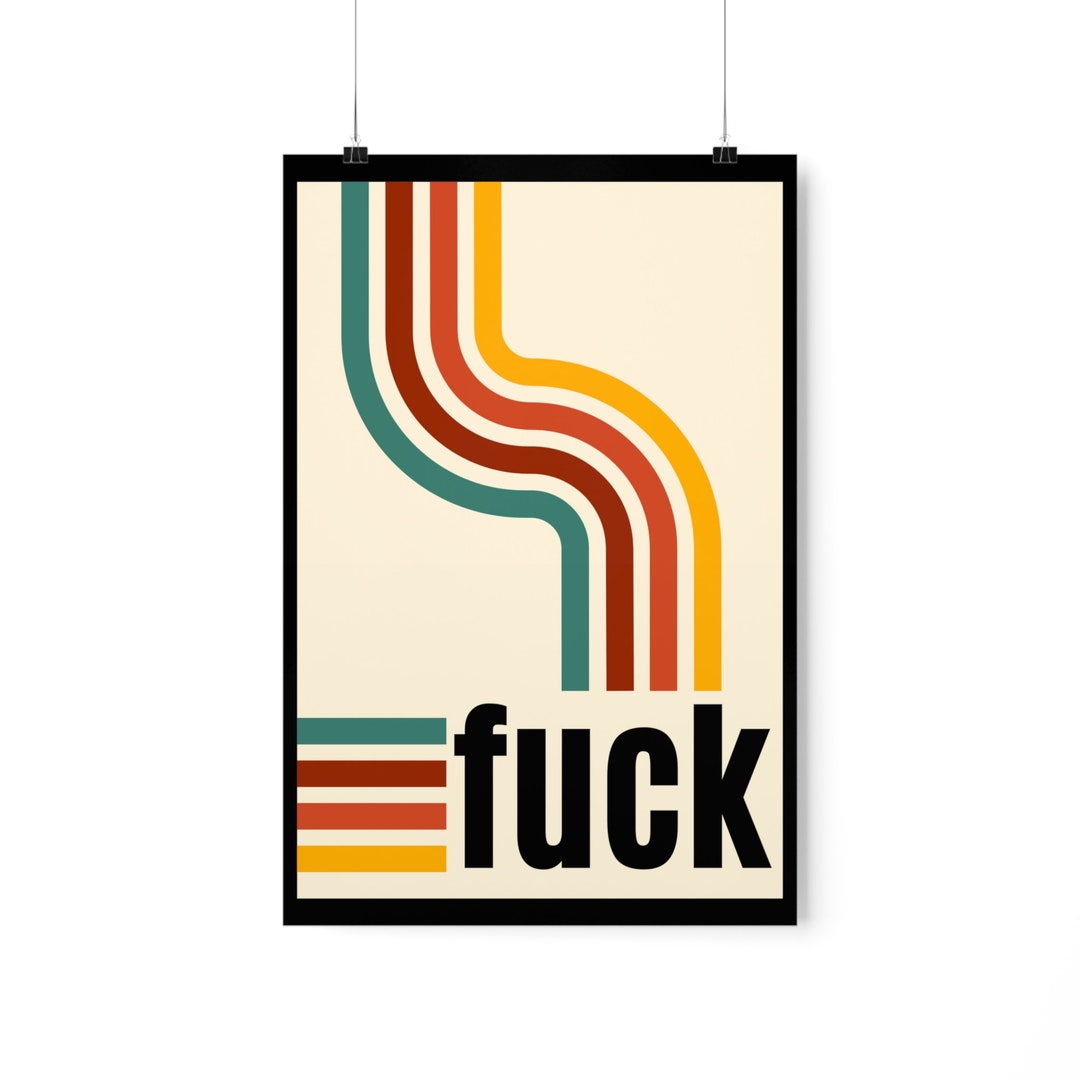 Fck Funny Rude Retro 1970 Poster Print Yellow Rainbow A3 Printed Poster ...