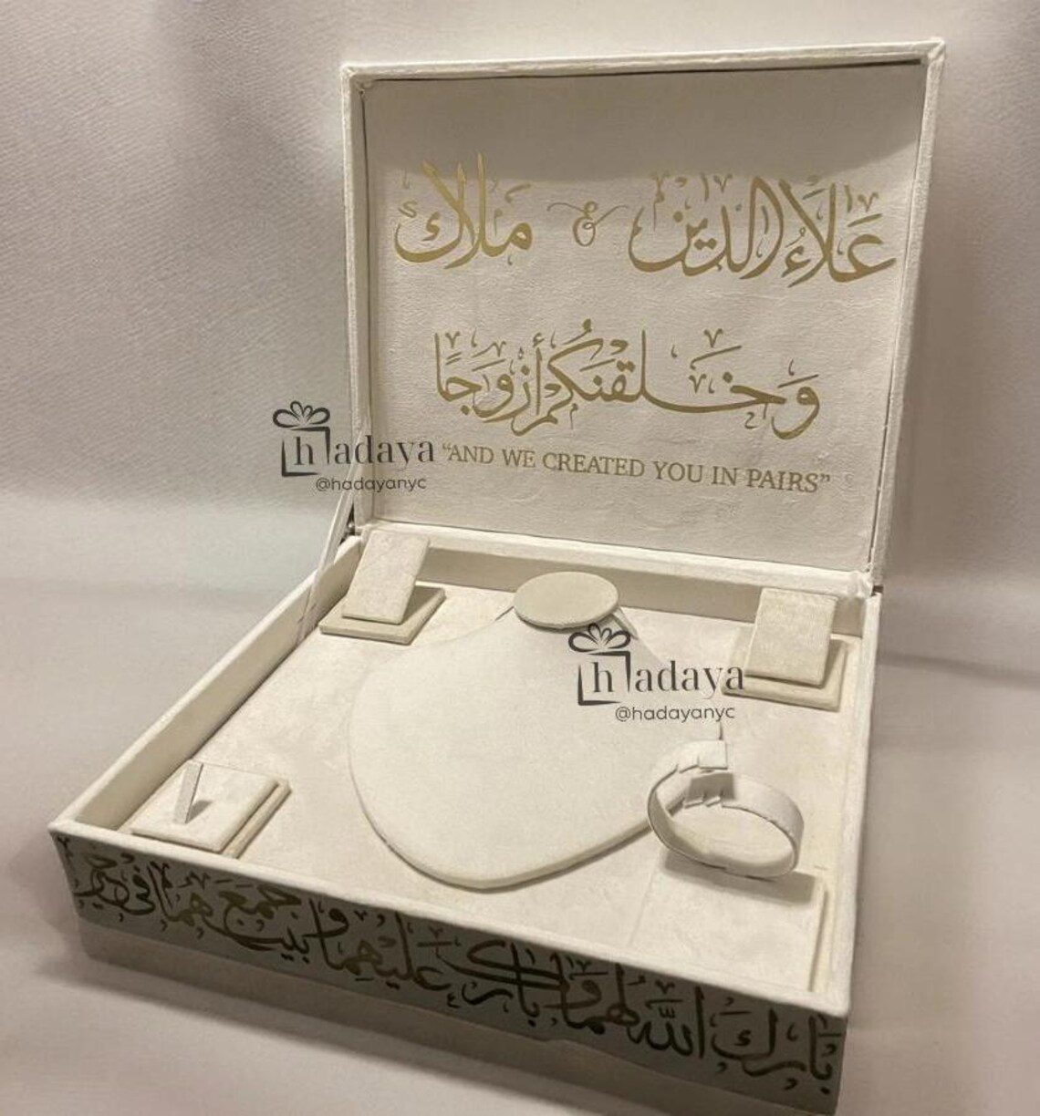 Custom Velvet Bridal Engagement Jewelry Box, Gold Jewelry Box, Beige ...