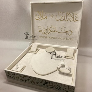 Custom Velvet Bridal Engagement Jewelry Box, Gold Jewelry Box, Beige ...