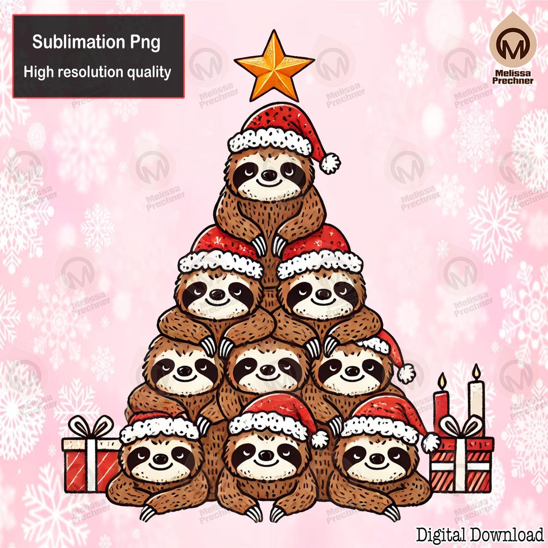 Funny Christmas Sloth Tree PNG, Cute Christmas Png, Christmas Animal ...