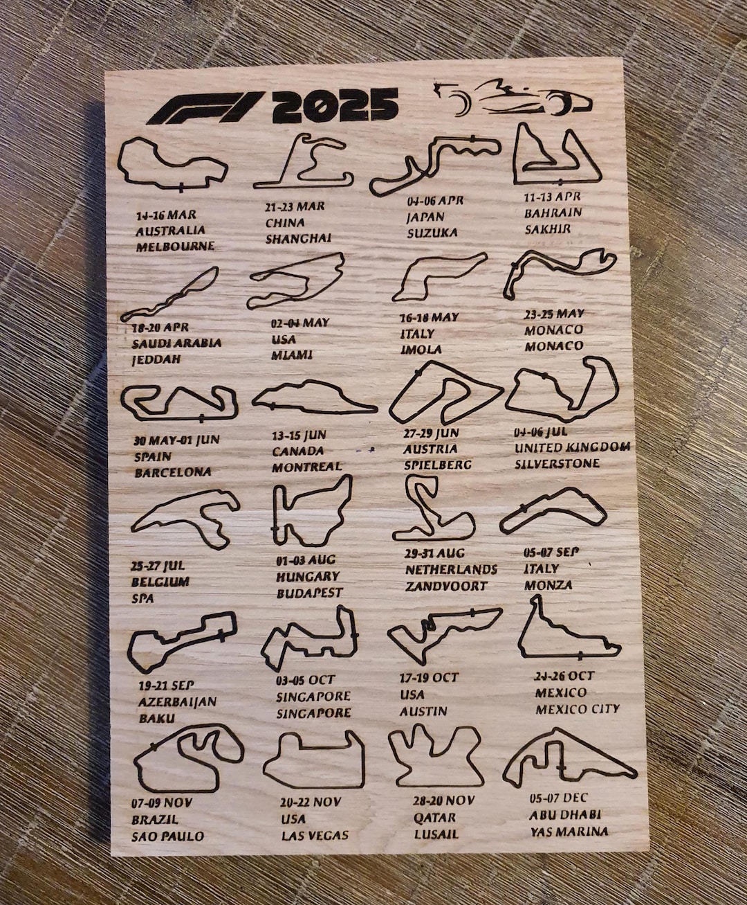 F1 2025 Calendar Laser Cut Files SVG, DXF EPS Vector Plans Laser ...