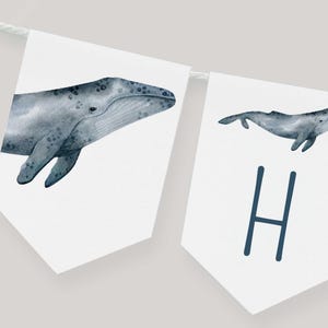 Whale Birthday Banner: Minimalist Watercolor Party Decor (printable PDF ...