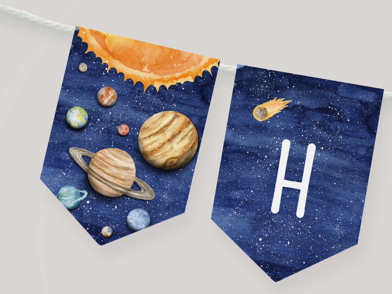 Solar System Birthday Banner, Outer Space Party, Planets Banner, Cosmos Birthday, Universe ...