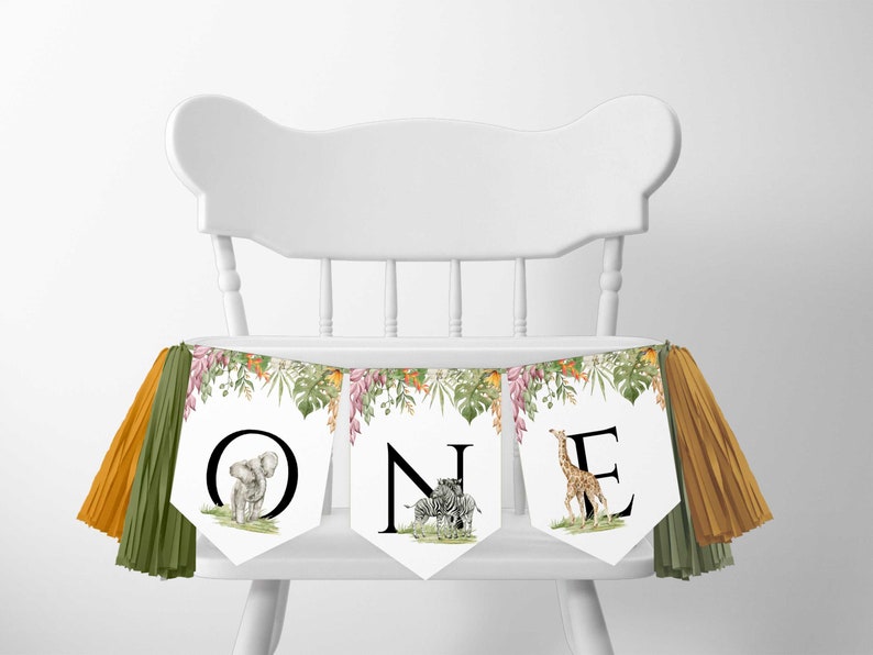 Wild ONE Birthday Banner, First Birthday High Chair Banner, Safari Flag ...