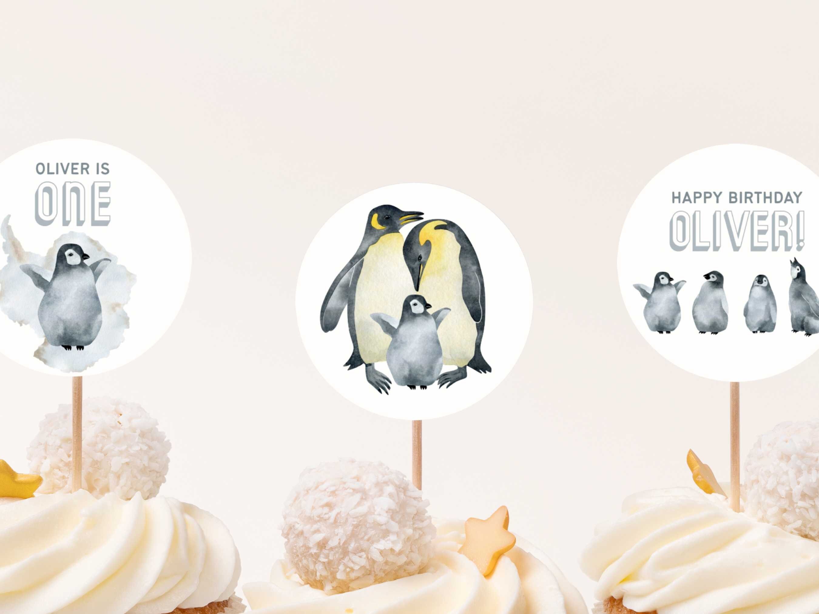 Emperor Penguin Cupcake Toppers, Penguin Birthday, Penguin Party ...