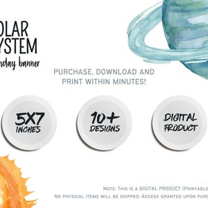 Solar System Birthday Banner, Outer Space Party, Planets Banner, Cosmos ...