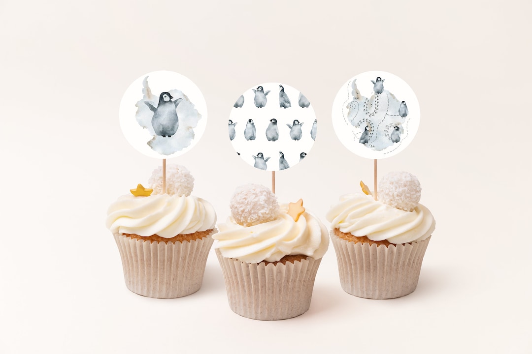Penguin Cupcake Toppers Penguin Birthday Penguin Party - Etsy