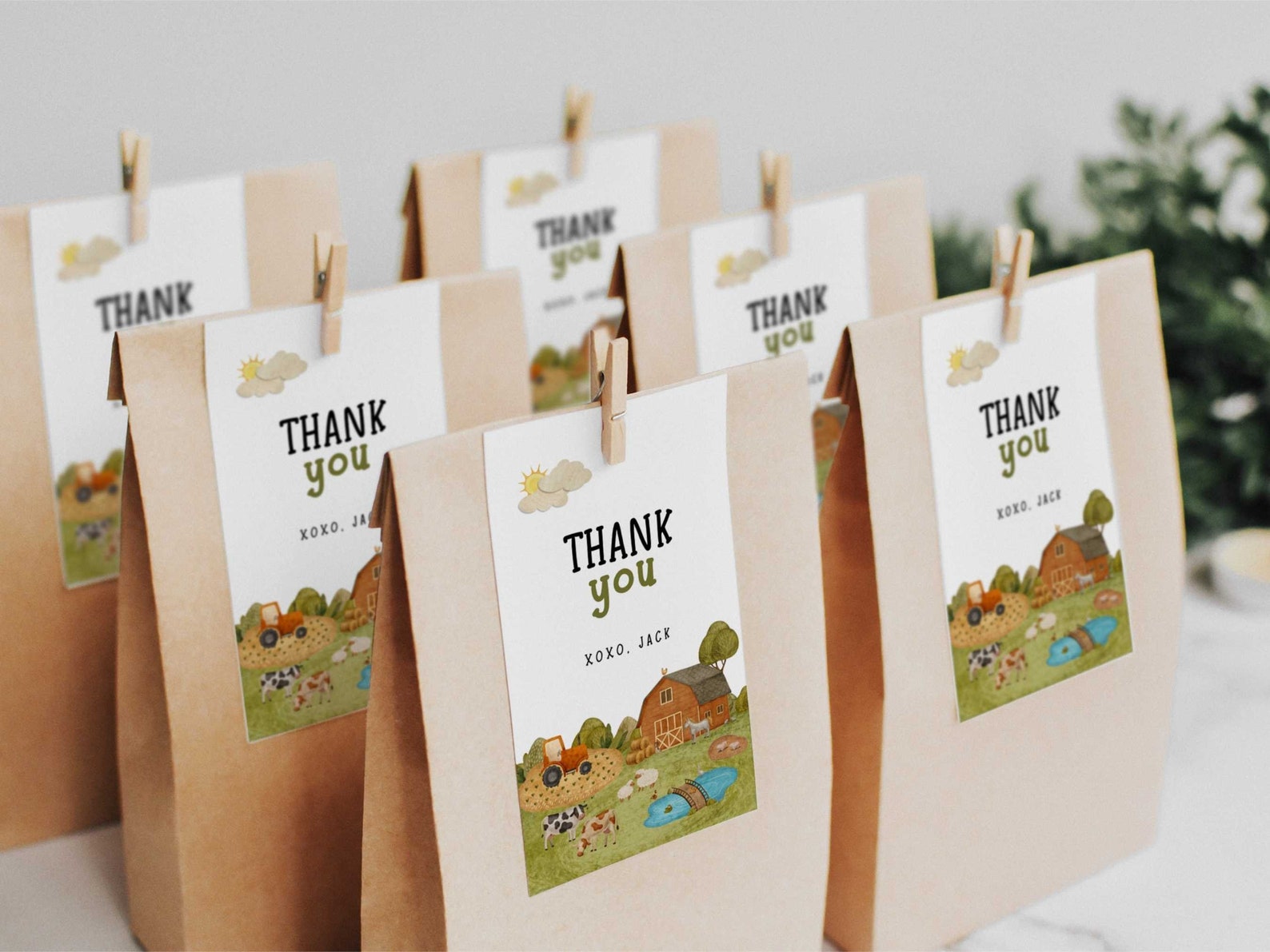 Farm Birthday Favor Tags: Watercolor Animals, Editable (digital ...