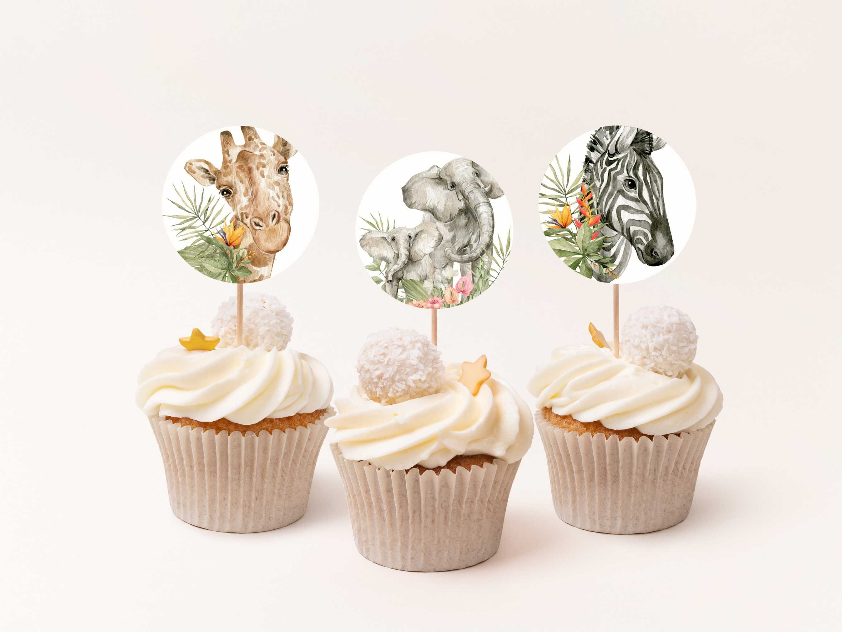 Wild One Cupcake Toppers Safari Birthday Jungle Party First - Etsy