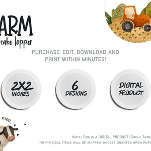 Farm Cupcake Toppers, Barn Animals, Elegant Farm Party, Animal Farm ...