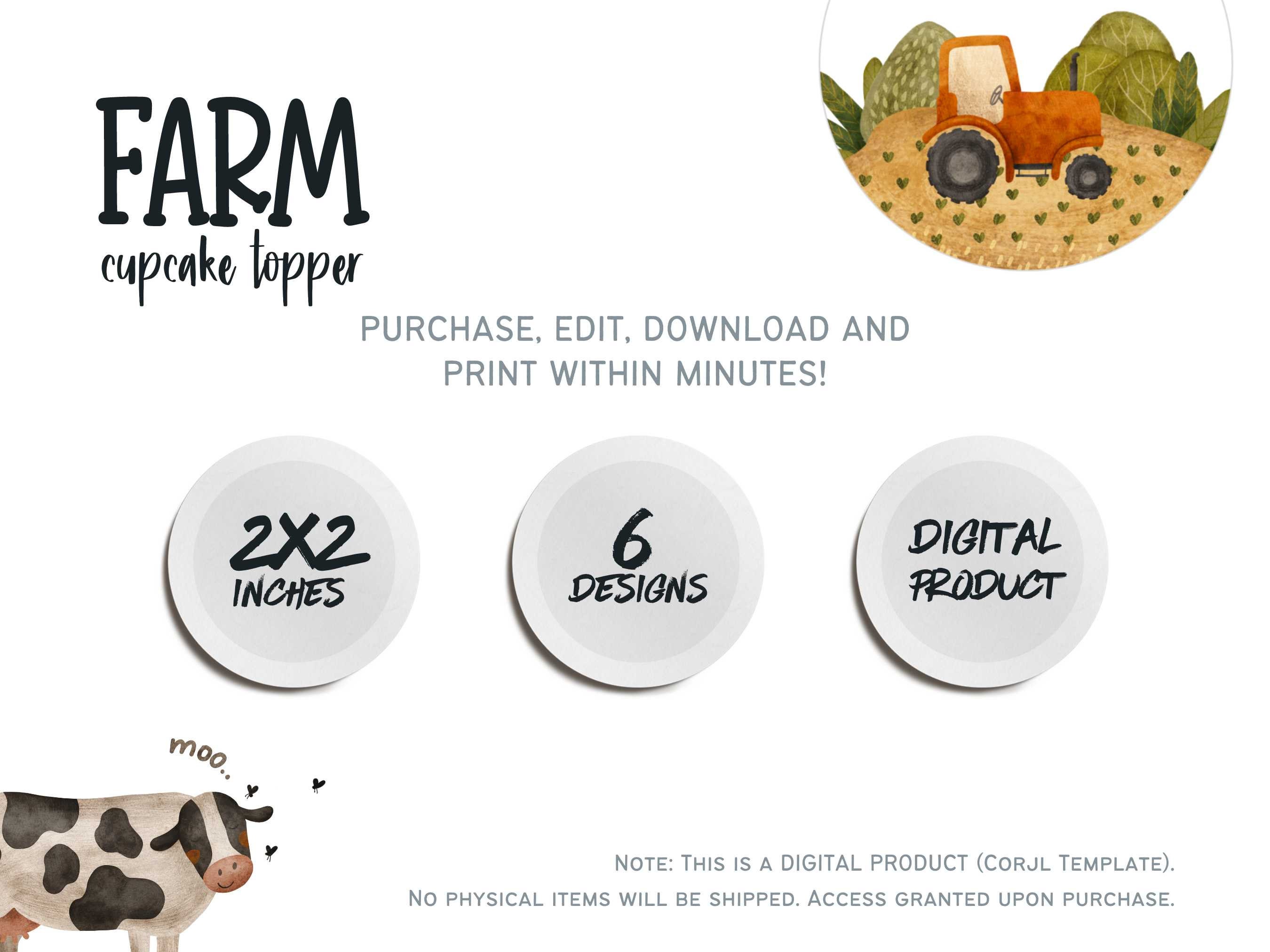 Farm Animal Cupcake Toppers: Watercolor Barnyard Birthday (printable ...