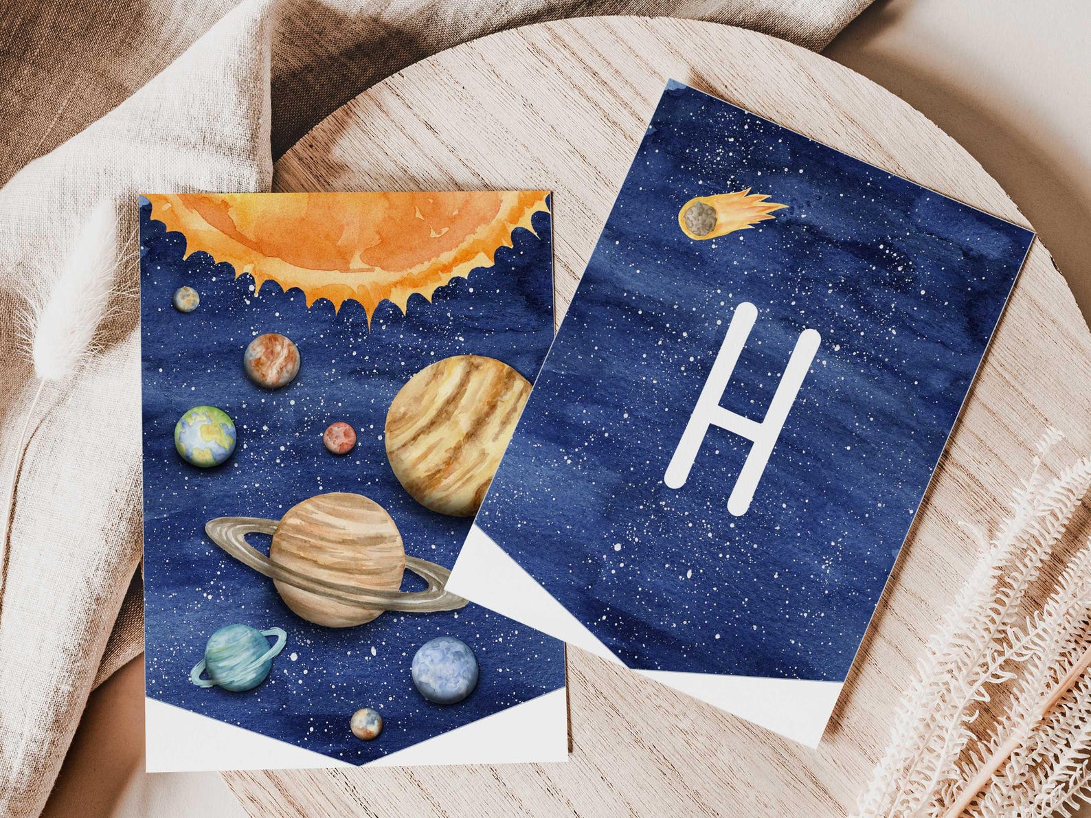 Solar System Birthday Banner, Outer Space Party, Planets Banner, Cosmos ...