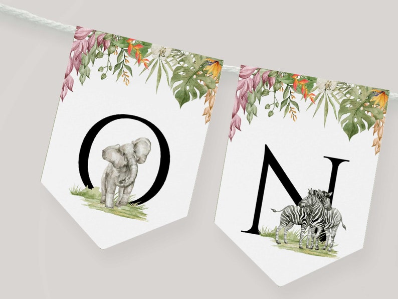 Wild ONE Birthday Banner, First Birthday High Chair Banner, Safari Flag ...