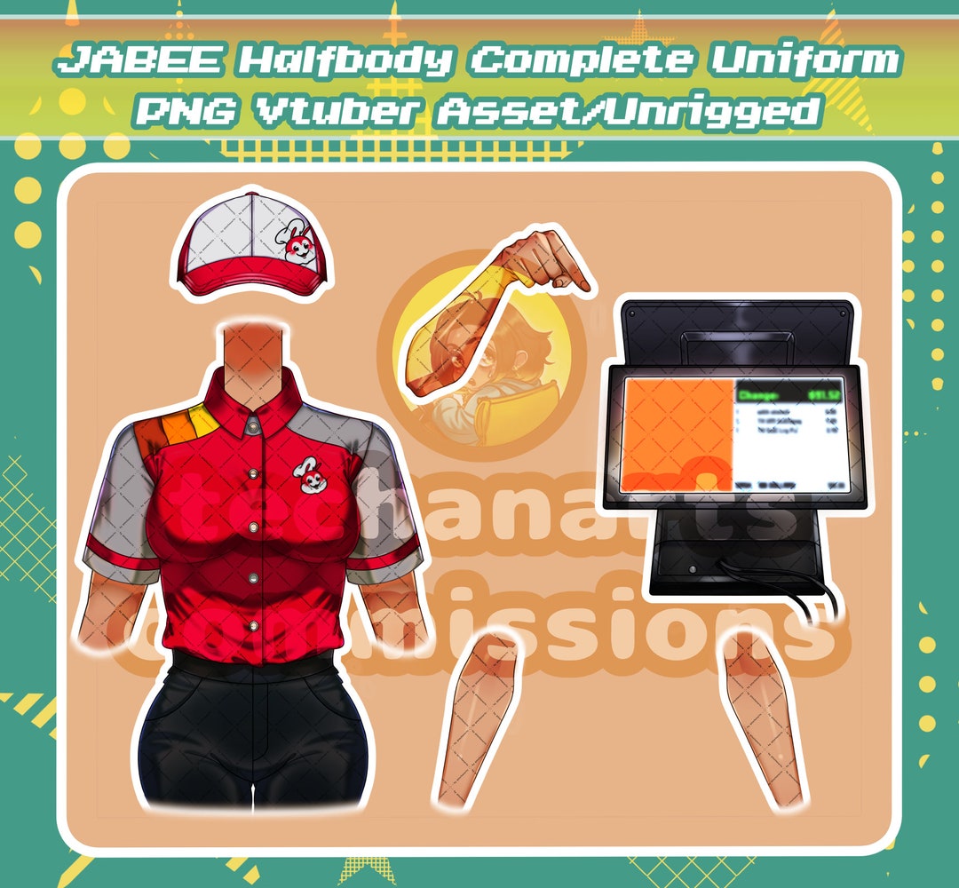Female Jabee jollibee Halfbody Complete Uniform PNG Vtuber Asset ...
