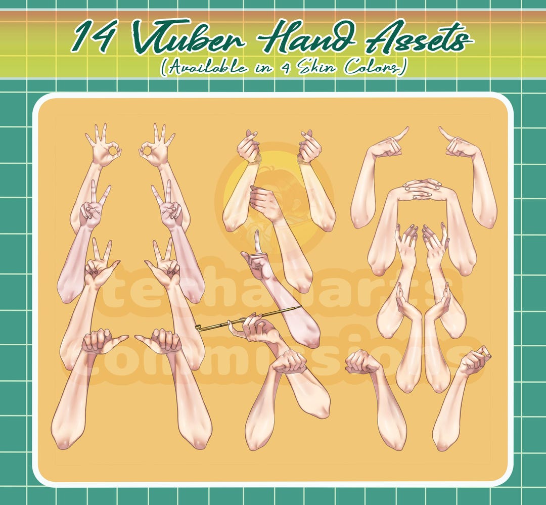 14 Vtuber Hand Assets (not Rigged/ Not Animated) Ready for Rigging/ in ...