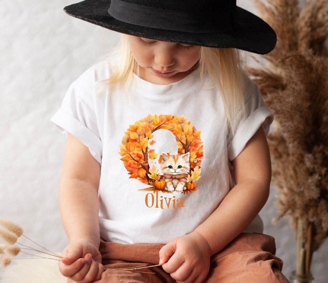 Custom Kids Fall Shirt, Personalized Kids Tee With Cute Fall Characters ...