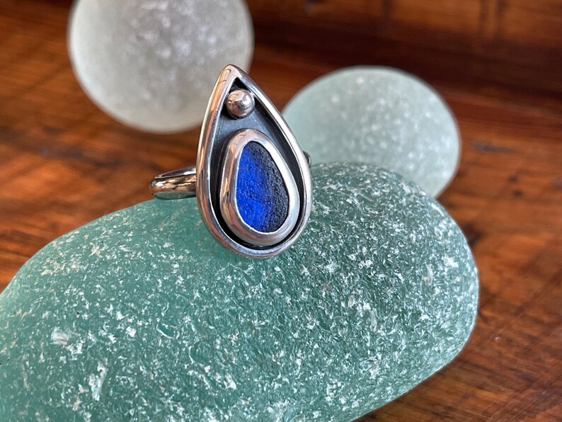 Sterling Silver Sea Glass Ring, Seaham Sea Glass, Silver Ring, Artisan ...