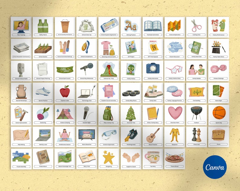 225 Customizable Kids Daily Task Cards Bundle Editable in Canva Kids ...