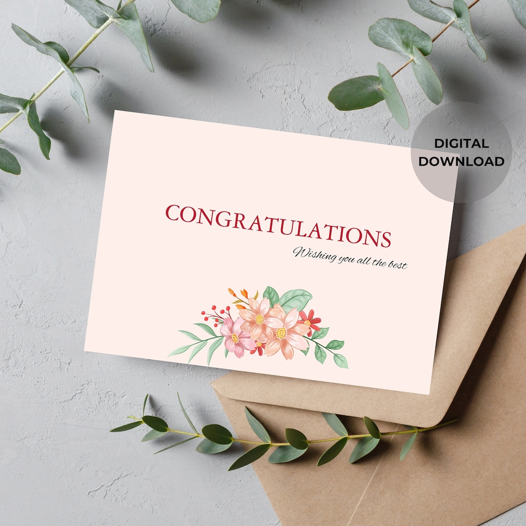 Printable Congratulations Card, Ecard Congratulations, Greeting Card - Etsy