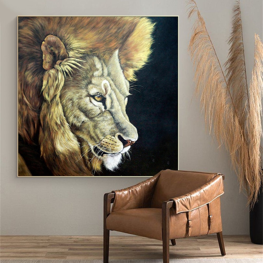 Original Lion Oil Painting on Canvas Large Abstract Lion - Etsy